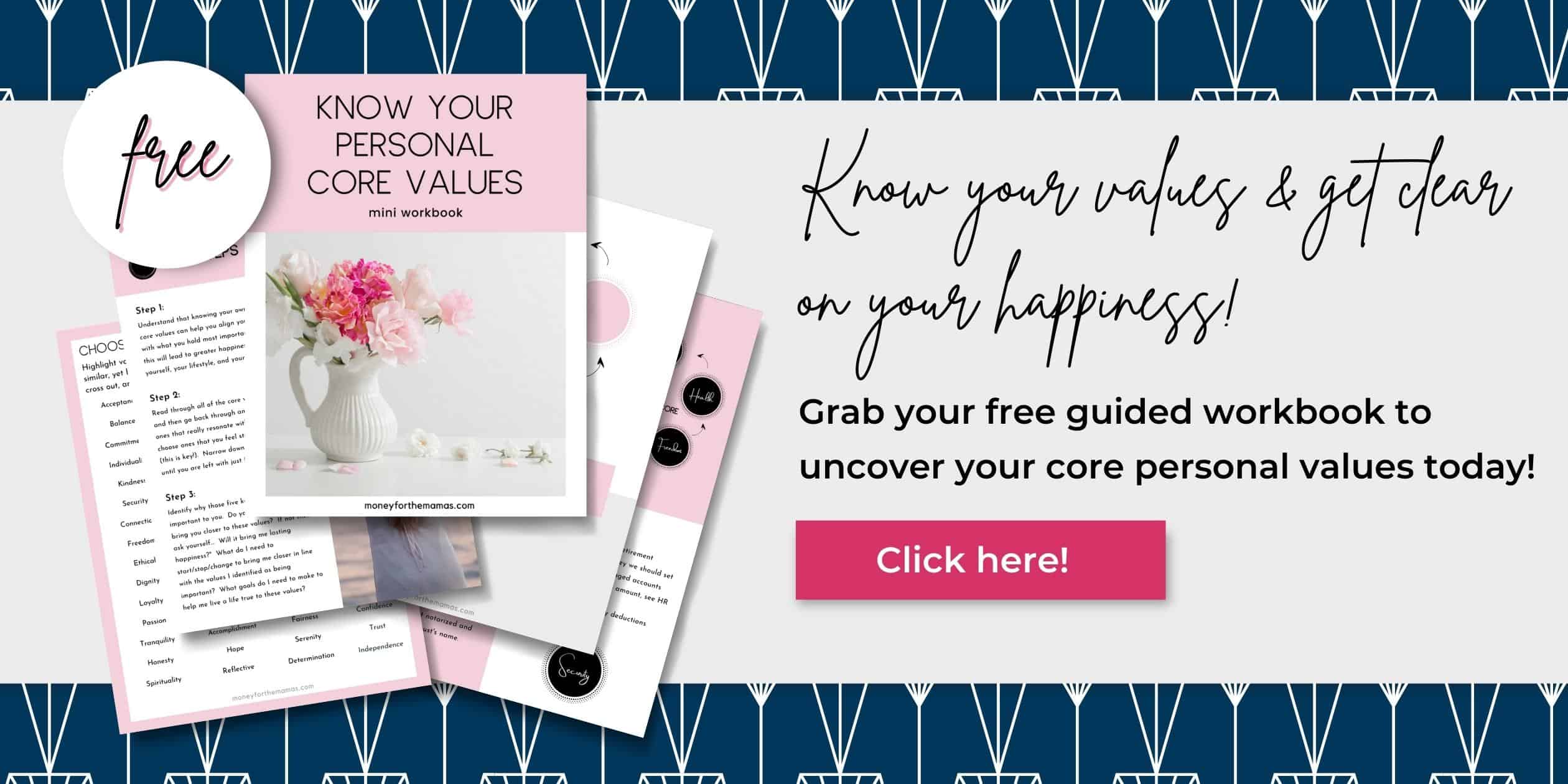 Personal Core Values - freebie - Money for the Mamas