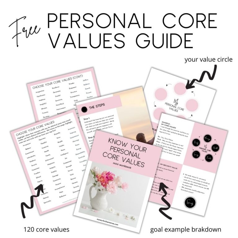 Personal Core Values - freebie - Money for the Mamas