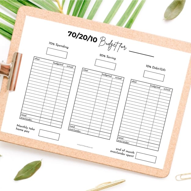 Easy Beginner Guide On The 70 20 10 Budget Free Printable 